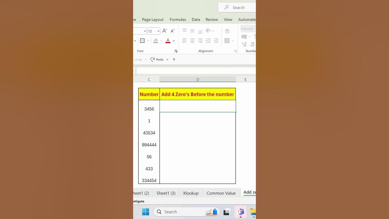 Add Zeros Before Numbers By Using Rept Function Shorts Excel Exceltech Exceltips Youtube