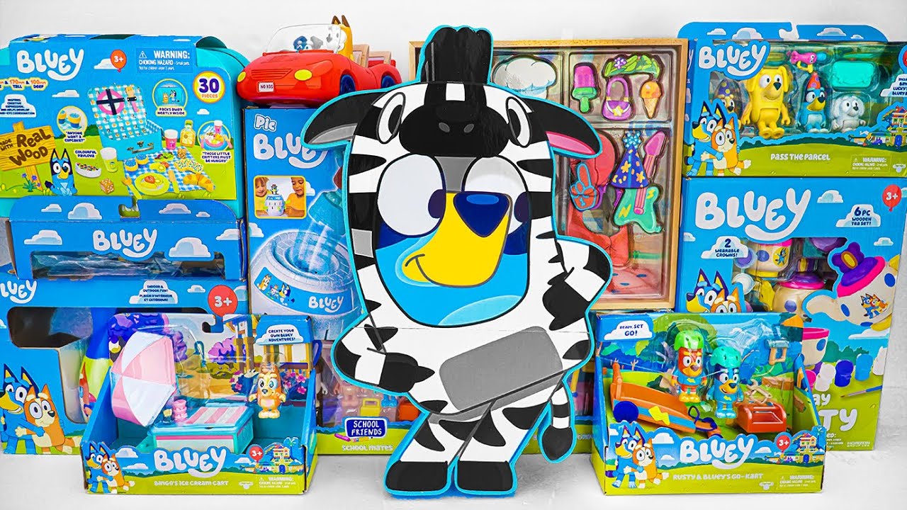 Bluey Toy Collection Unboxing Review 💙 Mystery Bluey Zebra Box & Bluey ...