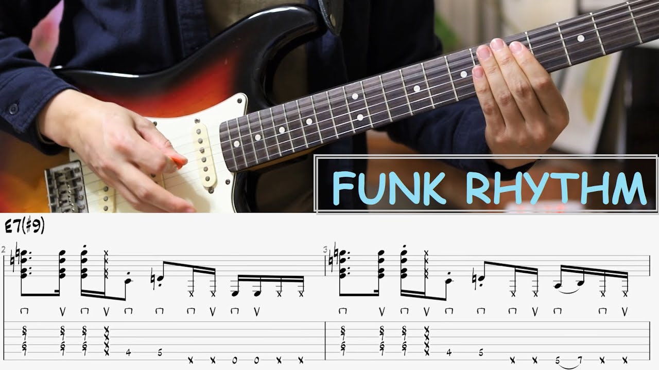 Funk Rhythm Guitar | Groovy | Backing Track | E7(#9) - A7 (TAB) - YouTube
