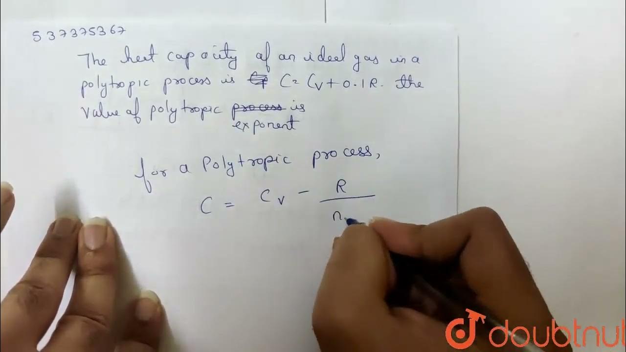 The heat capacity of an ideal gas in a polytropic process is C=Cv+0.1R ...