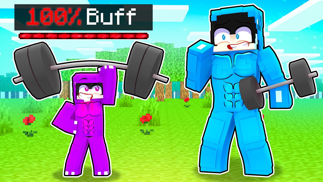 Adopted by a BUFF FAMILY in Minecraft! - YouTube