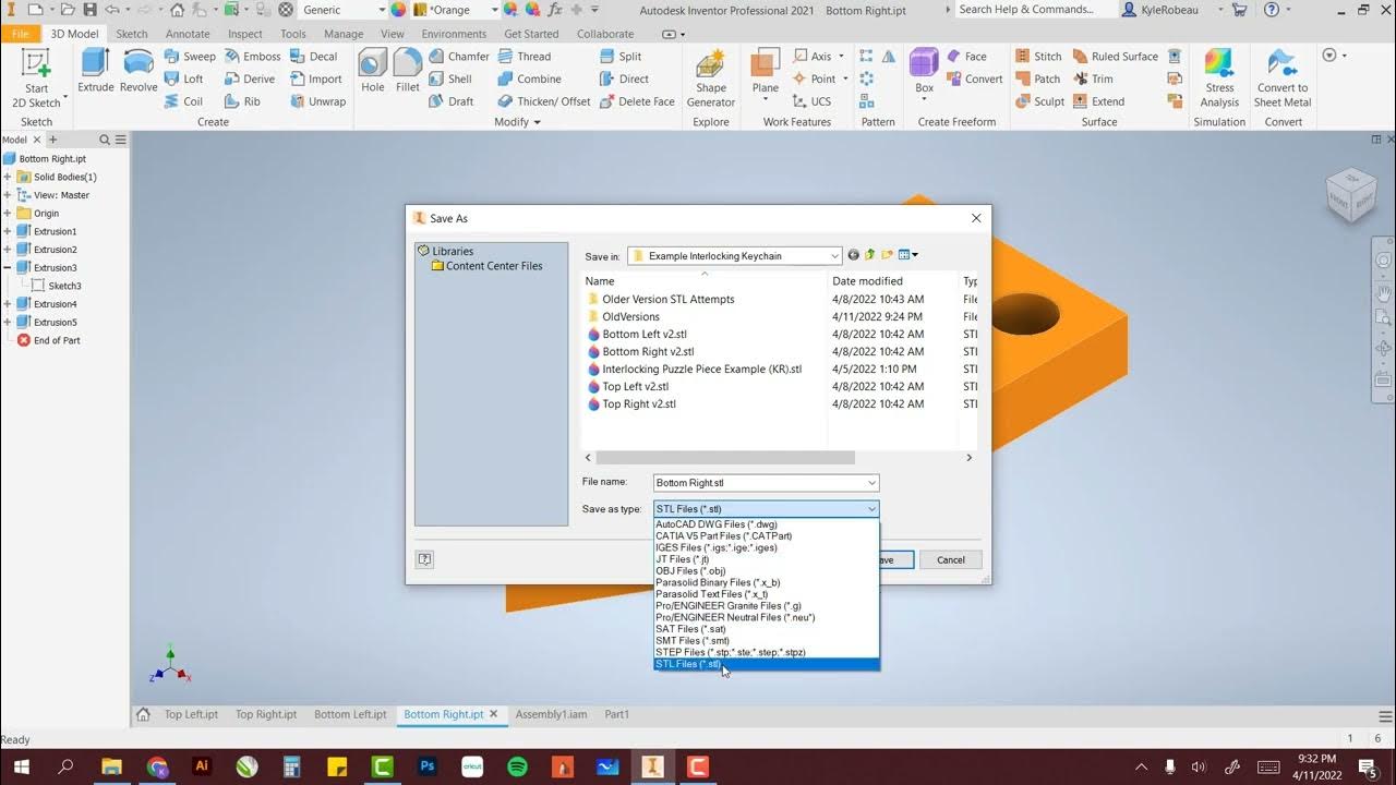 Inventor - Exporting to STL File - YouTube