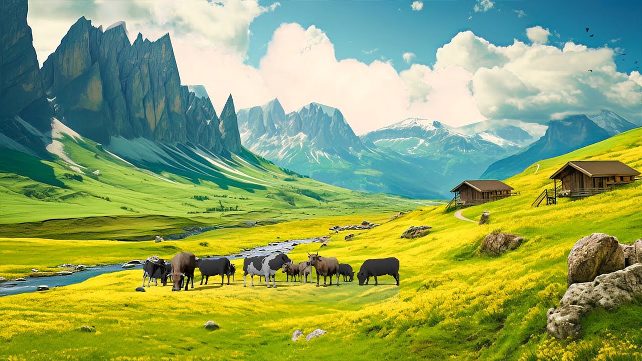 Cows grazing in meadow🌿Soothing, Healing, Calm, Fall Asleep Fast - YouTube
