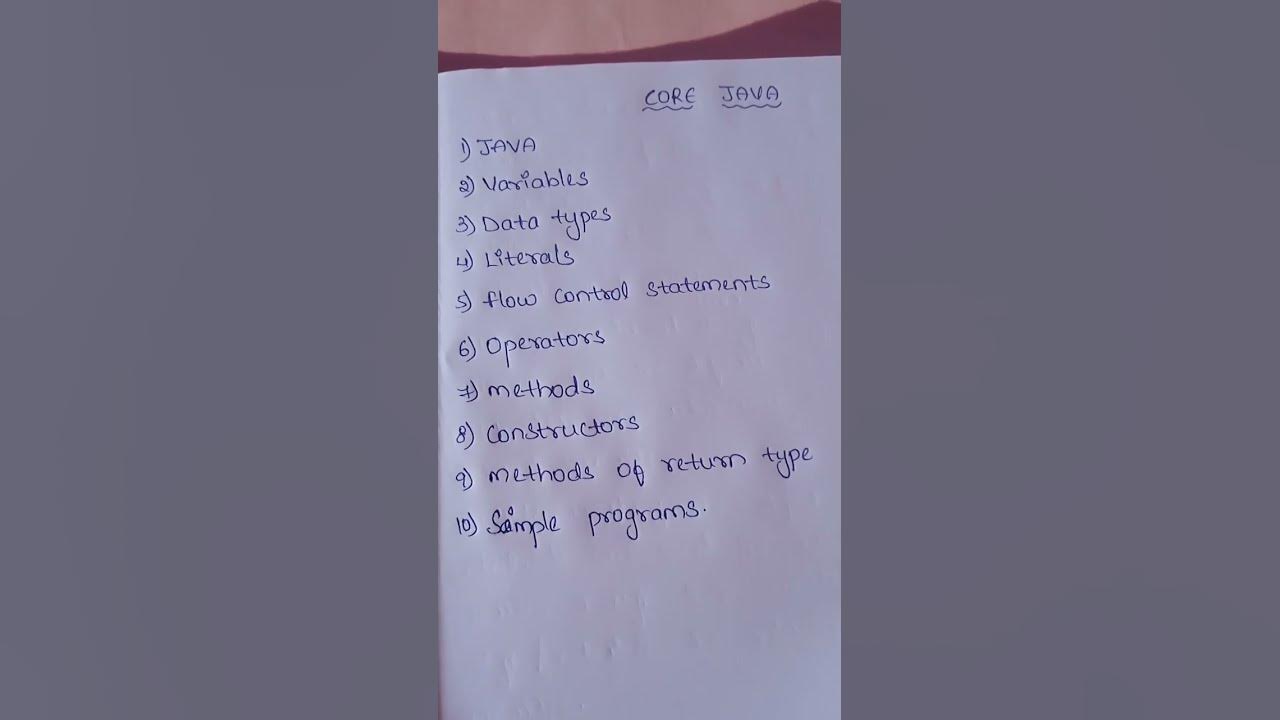basic topics of core java. #java #learn java #learnjava #easyjava #simplejava - YouTube