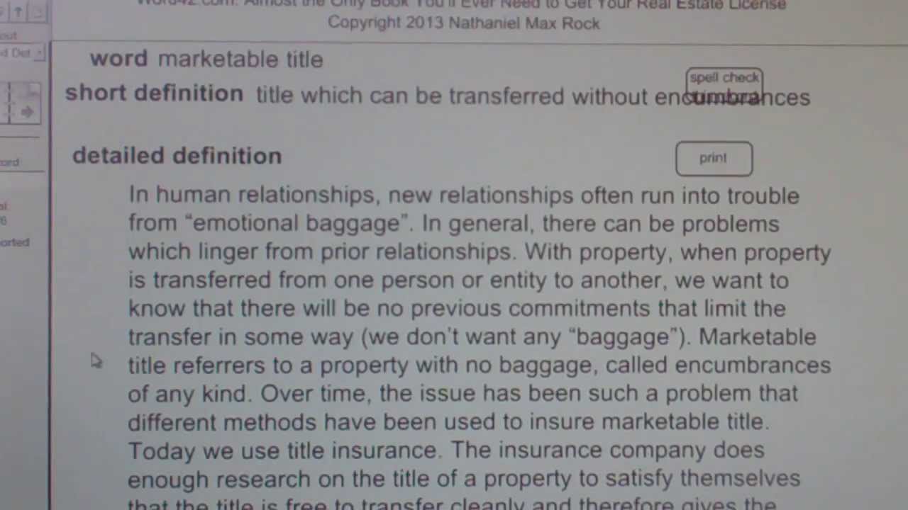 marketable title Real Estate License Exam Study Guide AgentExamPass.com ...