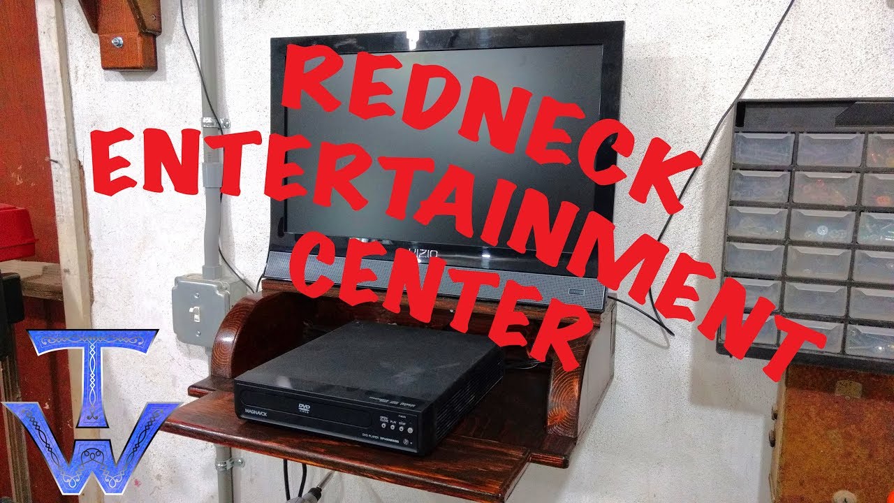 DIY Redneck Entertainment Center (Bolted to concrete block wall) - YouTube