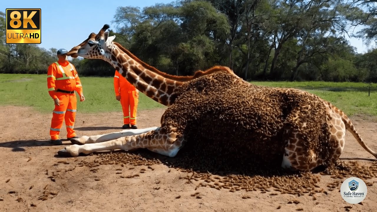 Giraffe Covered in Millions of Bees Saved by Brave Rescue Team | Safe ...