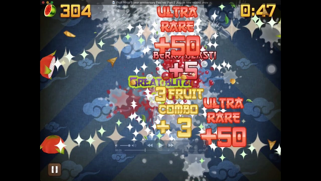 Fruit Ninja 5 year anniversary Festival Part 5 Juggle new record - YouTube