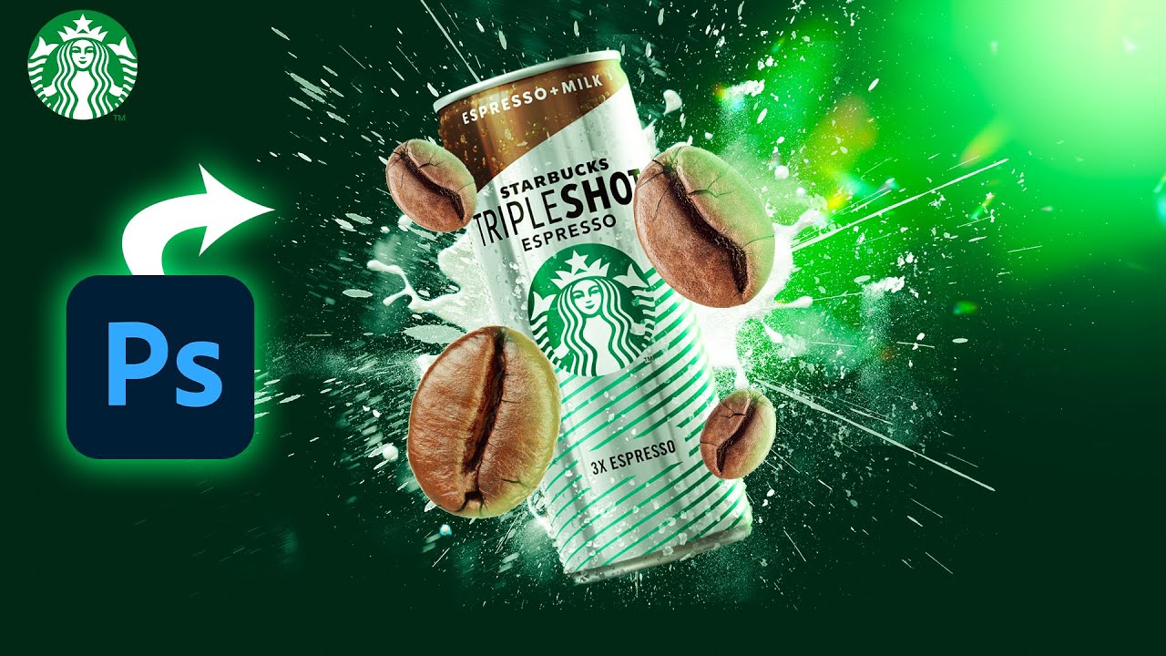 Adobe Photoshop Tutorial: Designing a STARBUCKS Advertisement Poster ...
