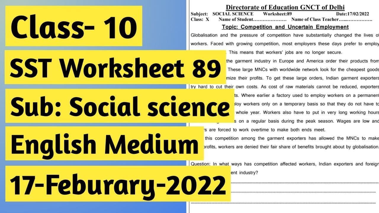 Class 10 SST Worksheet 9(17/2/2022) English Medium | SST Worksheet 88 ...