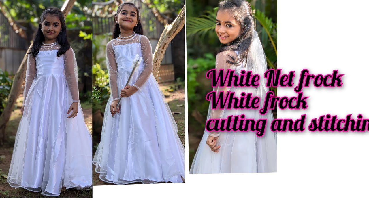 White Net frock / White frock cutting and stitching - YouTube