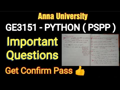 GE3151- Python | PSPP | Important Questions | 13-04-23 Dated Exam ...