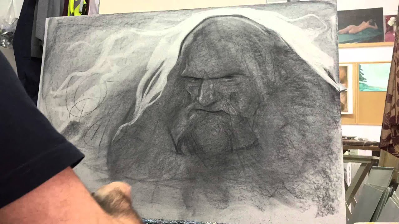 PJ Lynch drawing in charcoal...timelapse! - YouTube