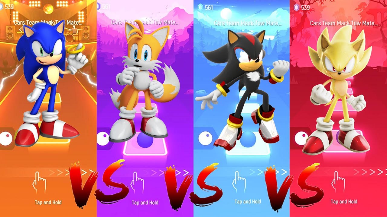 Sonic vs Tails vs Shadow vs Super Sonic | Tiles Hop Edm Rush - YouTube