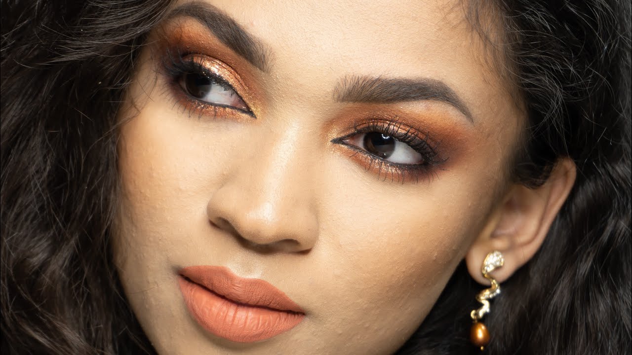 Elegant Indian Wedding Guest Makeup in 4K || Copper Makeup Tutorial || Farhana Tasneem - YouTube