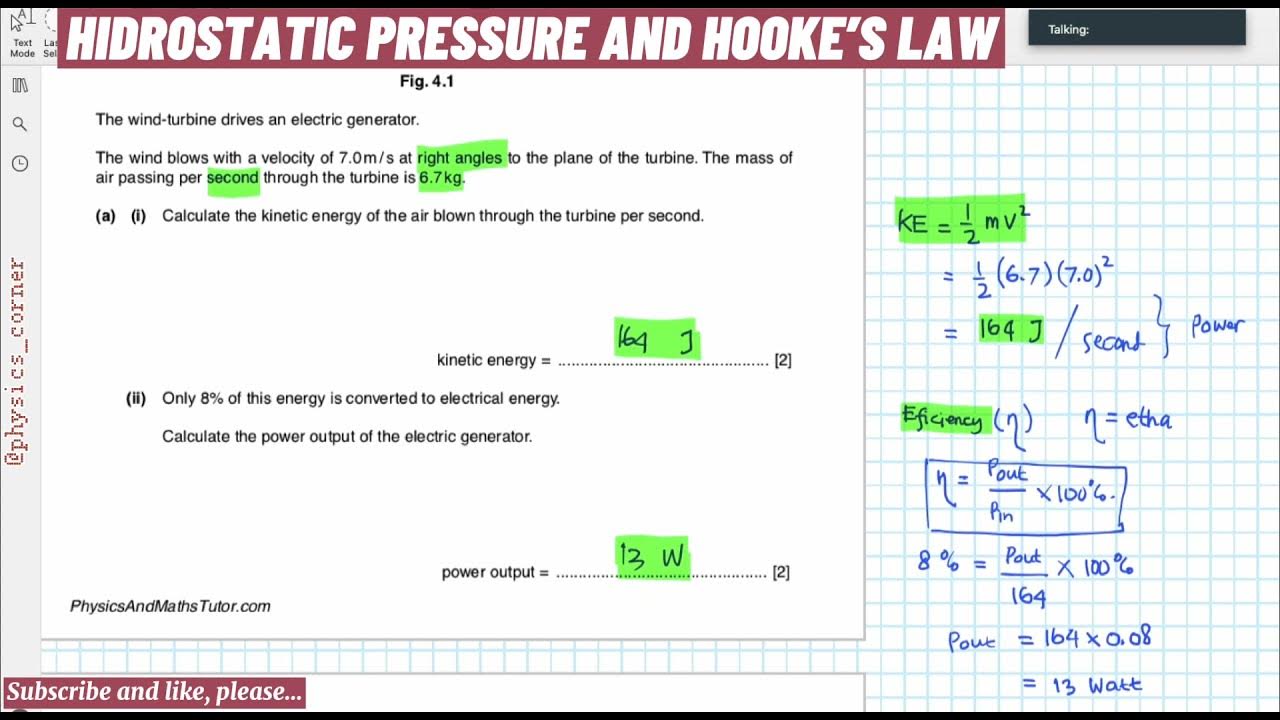 HYDROSTATICS PRESSURE AND HOOKE’S LAW - PHYSICS IGCSE PAST PAPER 2 ...