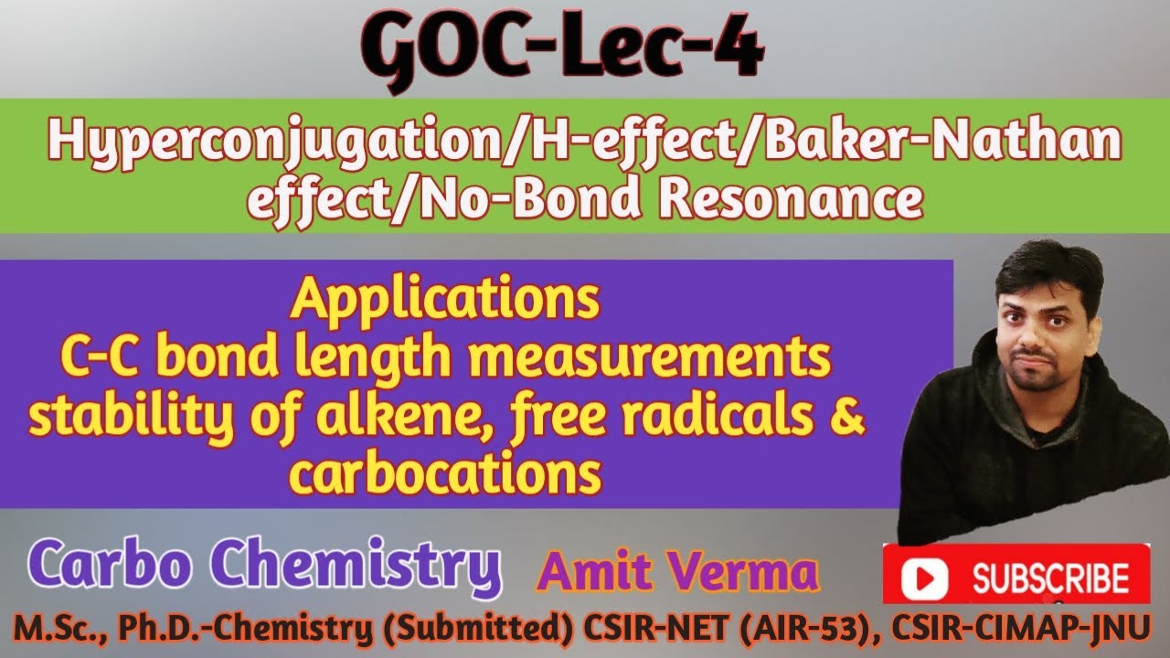 Hyperconjugation/Baker-Nathan effect/No-Bond Resonance/H-effect/GOC-Lec ...
