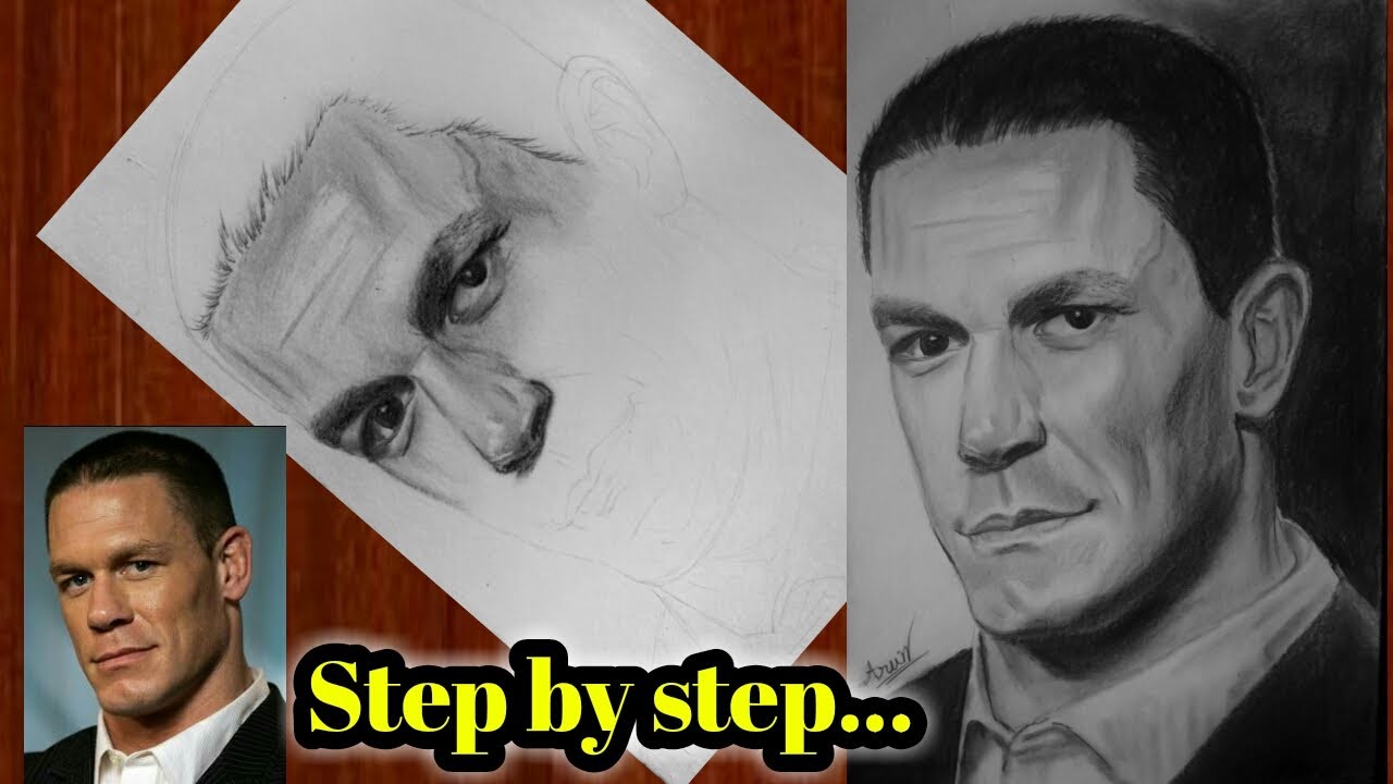 John Cena drawing step by step || John Cena drawing easy || How to draw ...