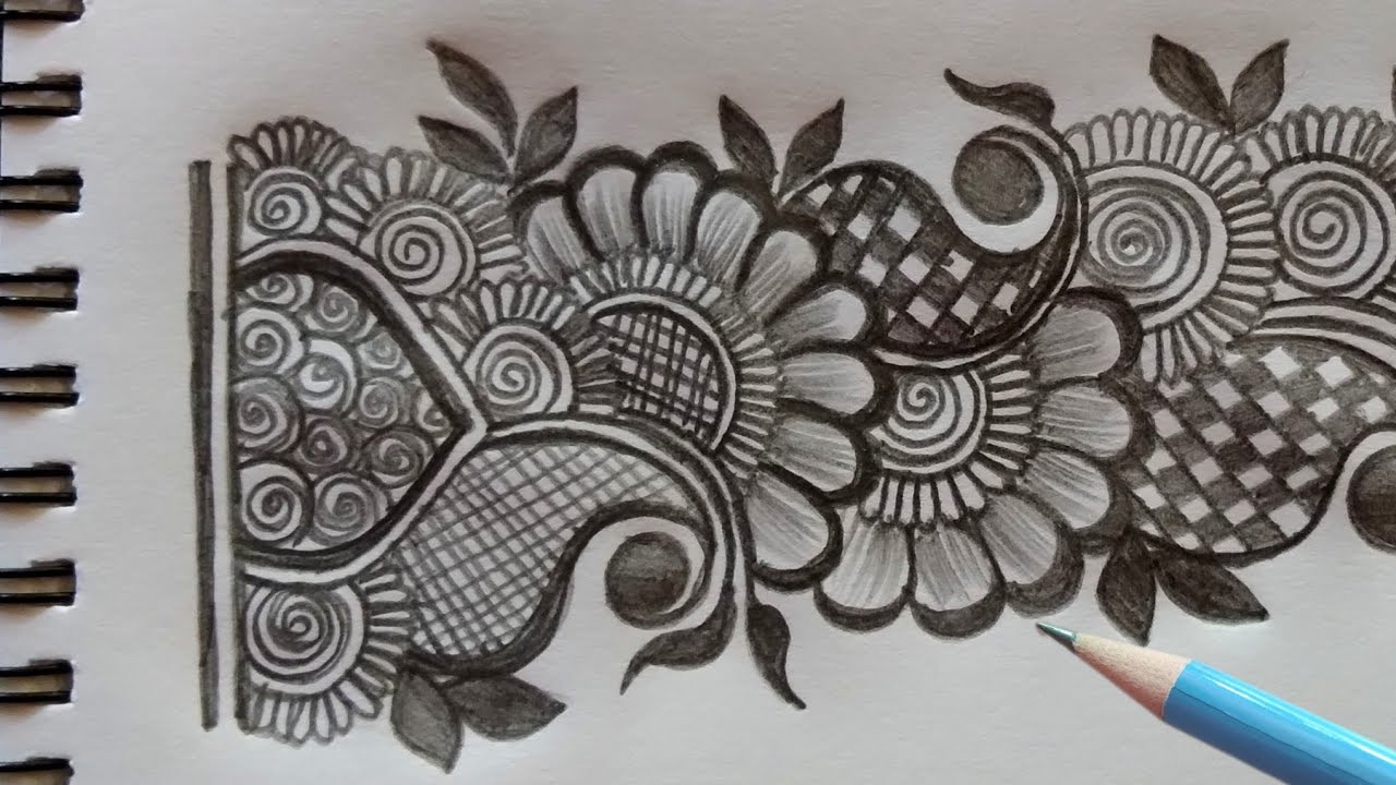 Easy Beautiful Pencil Mehndi Design | Pencil Shading Mehndi Design for ...