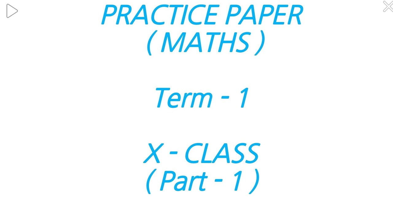 Practice Test Of Maths Term 1 ( X Class ) Part-1 - YouTube