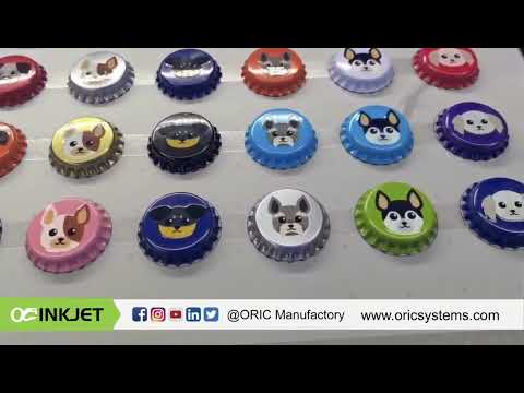 #ORIC #AINKJET OR-6090 UV Printing of the bottle caps Multiple color printing modesPrinthead