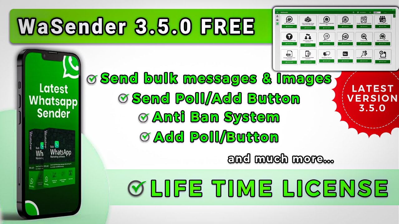 🚀WA Sender 3.5.0 free bulk messaging | WA Sender Free Download ...