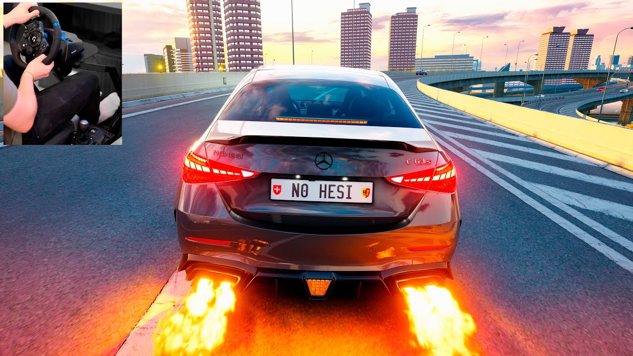 NEW MAD C63 AMG swapped to V8 | Japan Sunset Traffic Drive | 4K ...