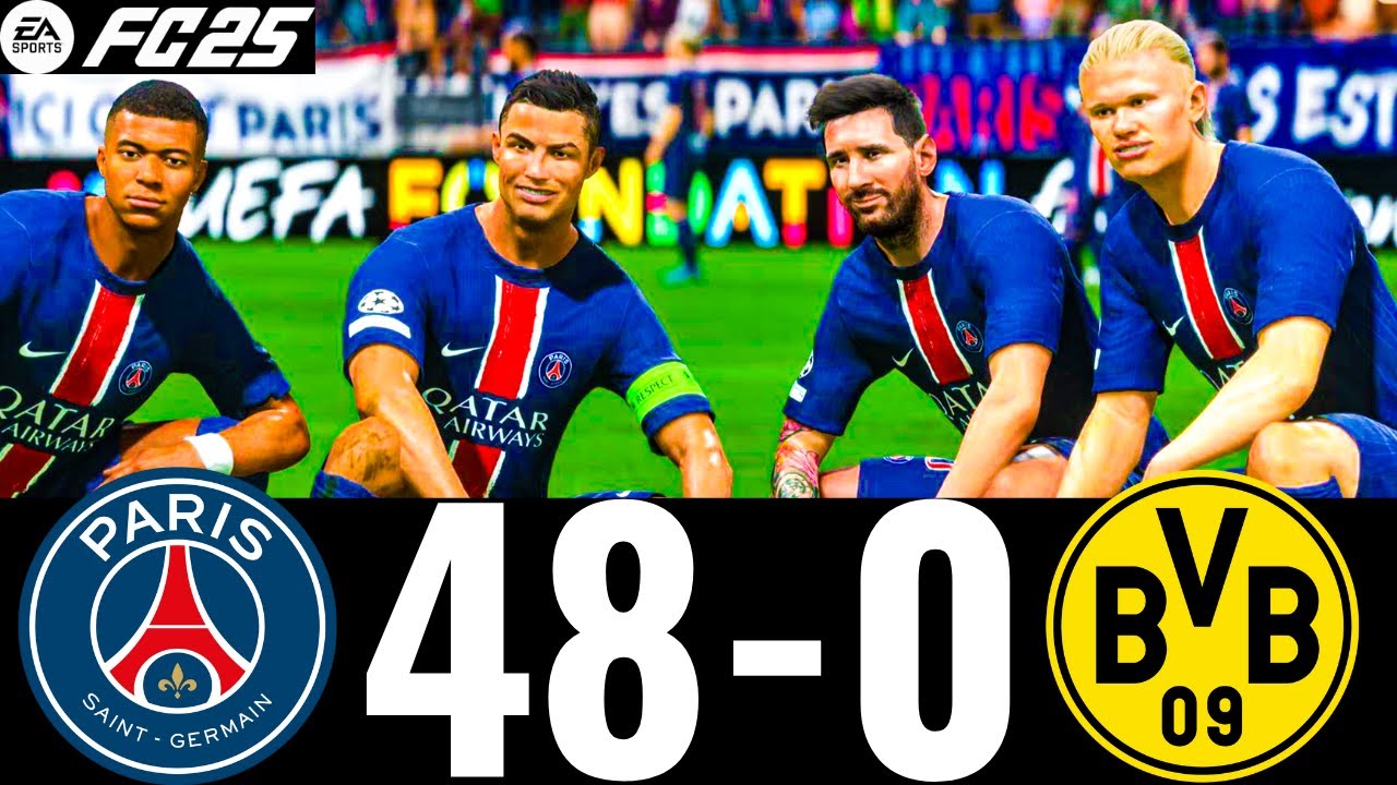 FC 25 -MESSI RONALDO NEYMAR & MBAPPE | ALL STARS | PSG 48-0 DORTMUND ...