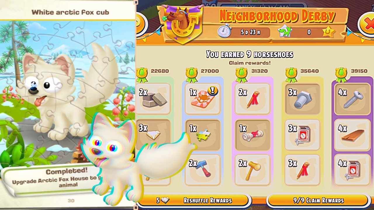 [Lvl 149] White arctic fox cub, Derbyrewards, Hay Day gameplay #321 ...