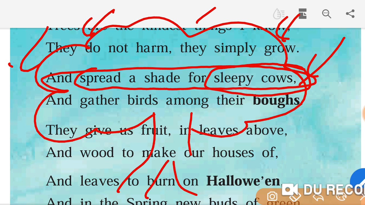 Trees are the kindest things I know (poem) 1.3 English class 8th msb ...