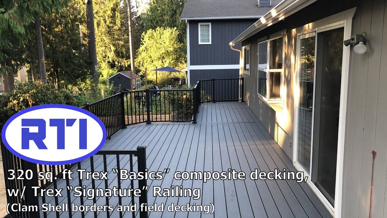320 sq. ft Trex Basics composite deck w/ Trex Signature Railings - YouTube