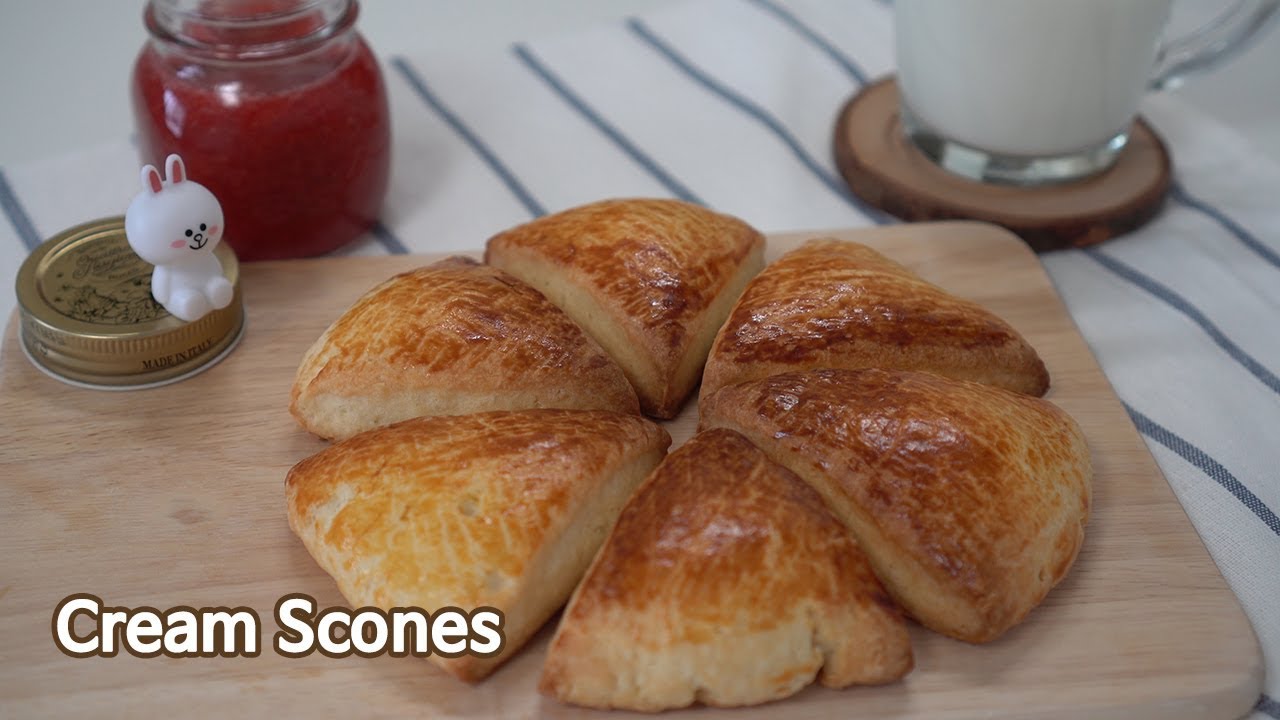 [4K] [노버터] 촉촉한 생크림 스콘 Cream Scones 生クリームスコーン | 버니파이Bunnify - YouTube