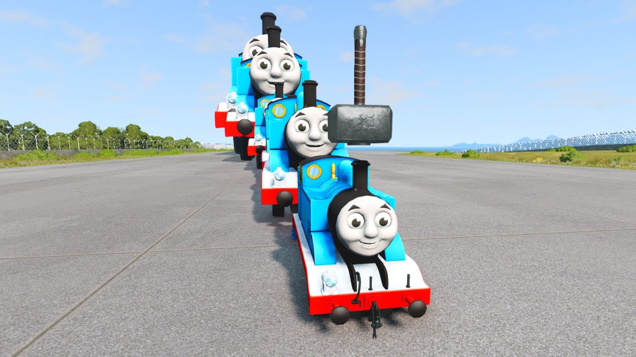 Big & Small Thomas the Tank Engine vs Thor's Hammer - BeamNG Drive ...