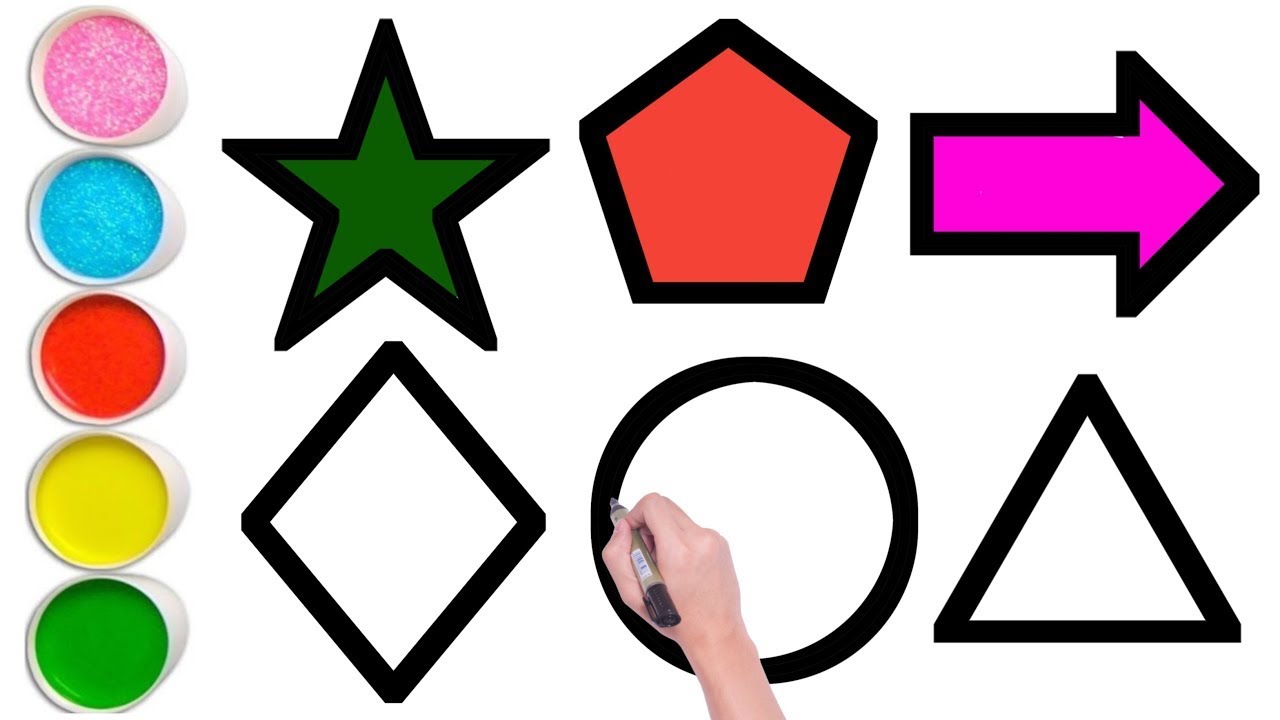 learn to drew 2d shapes, colors for kids|Toddler learning videos ...