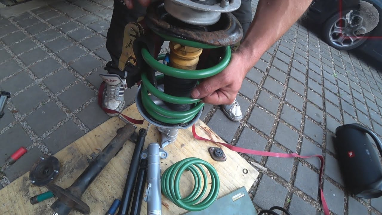 E36 320i H&R Cup Fahrwerk 40/10 mm Einbau Federn+Dämpfer vorne ohne ...