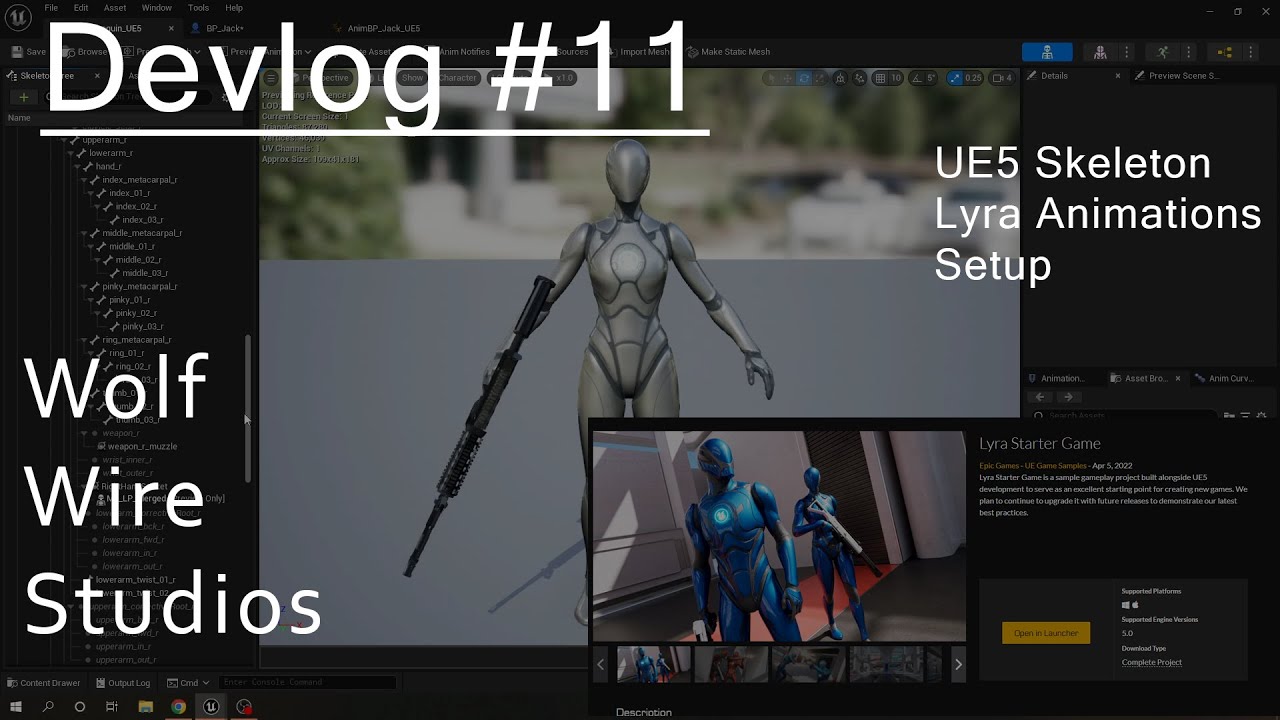 Devlog #11 - UE5 - Replacing Skeleton & using Lyra Anims - YouTube