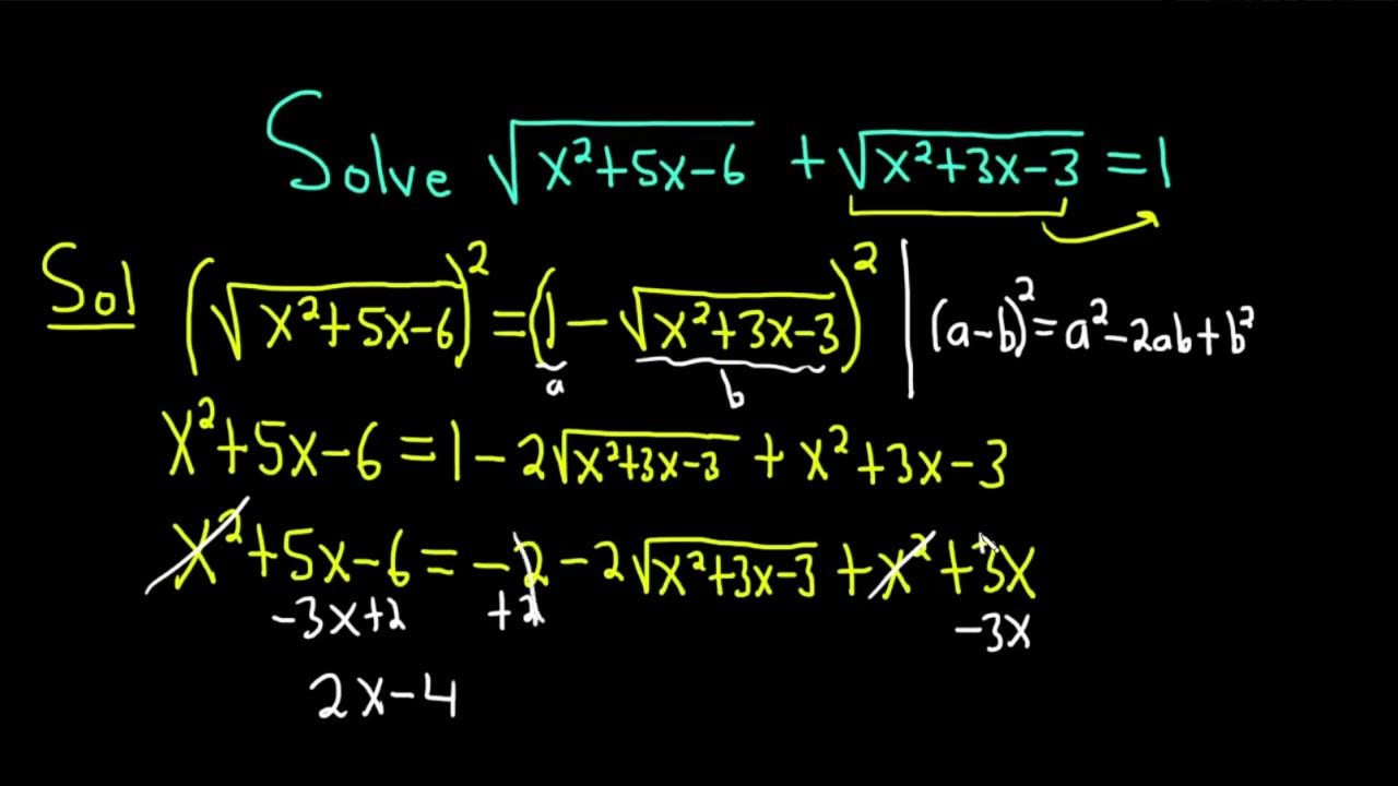 Solving an Equation with Two Square Roots || Example with Quadratics ...