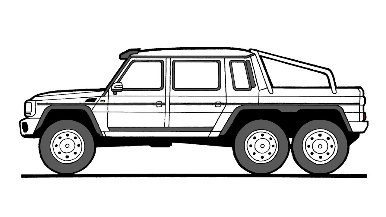 How To Draw A 6x6 Pick-up Truck - YouTube