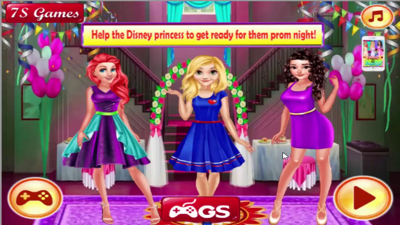 Disney Princess Games Princess In Prom Night Party - YouTube