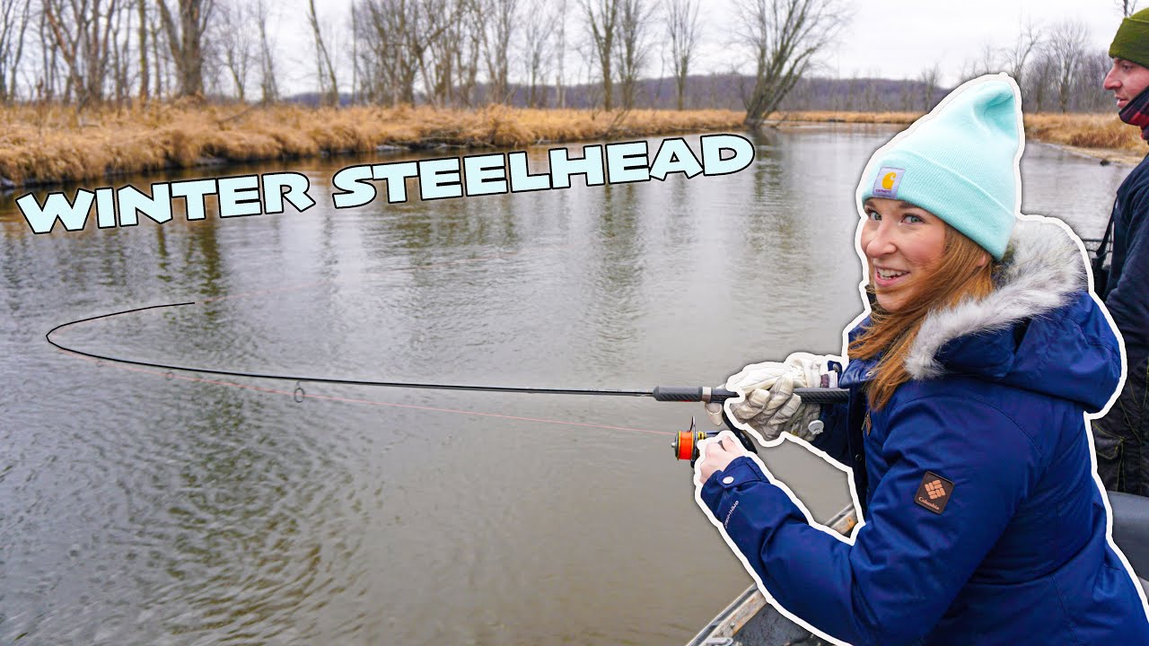 Michigan Winter Steelhead Fishing Pere Marquette River (Her Biggest ...