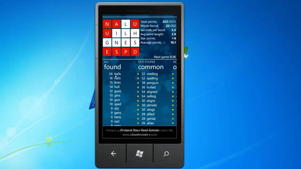 Wordament on Xbox LIVE results demo - YouTube