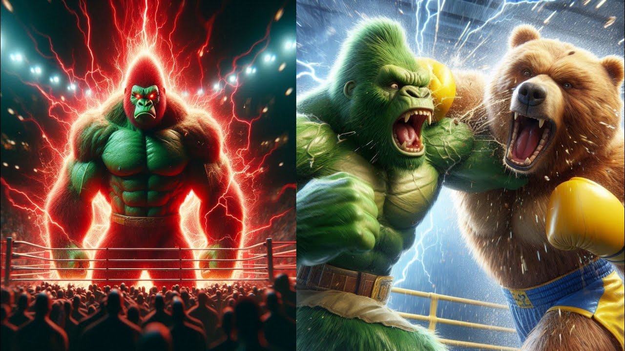 The Boxing ️🥊🥊 Green King Kong Vs Yellow Bear Fighter #catlover #cate # ...