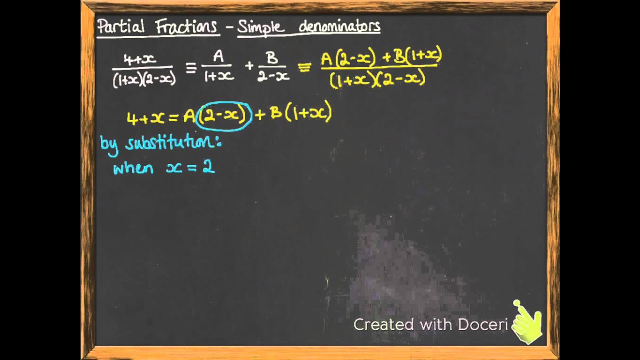 Algebra 2.4 Partial Fractions, simple denominators - YouTube