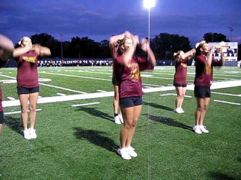 Menomonie Cheer, push 'em back defense! - YouTube