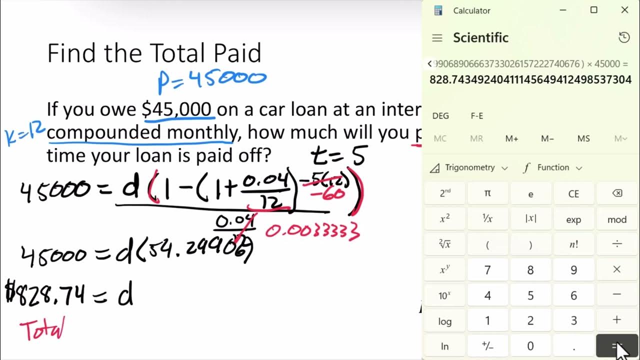 Math 1030 Unit 2 - Find the Total Paid (Loans) - YouTube