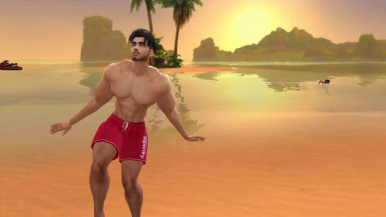 Body builder Lifeguard dancing on the beach - YouTube