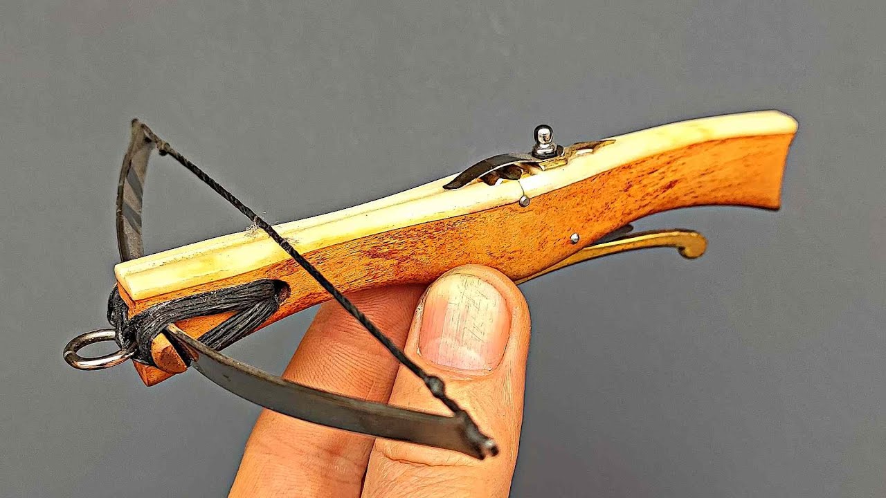 Homemade tiny crossbow - YouTube