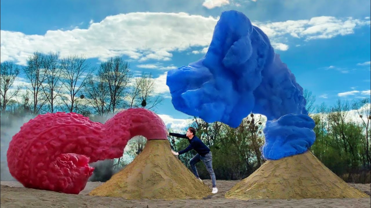 EXPERIMENT : 2 Big Сolored Eruption Volcano Toothpaste From Coca-cola ...