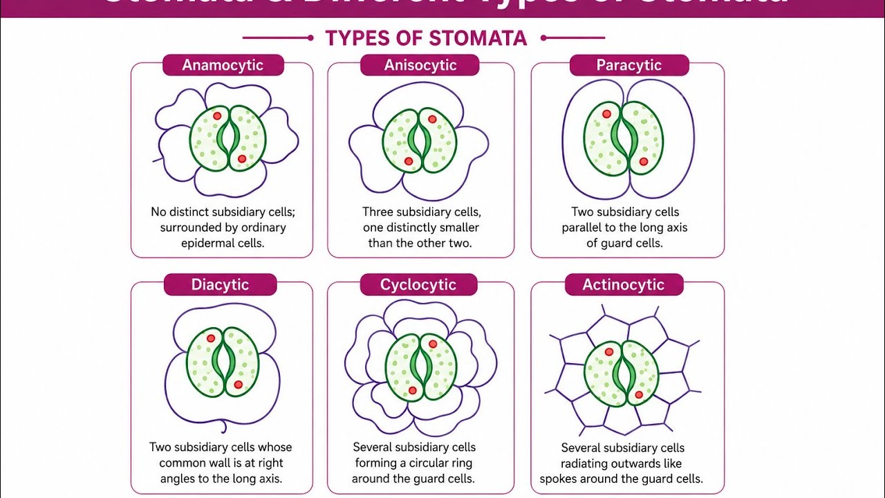 Stomata and Different Types of Stomata I with Notes I Anatomy Classes I ...