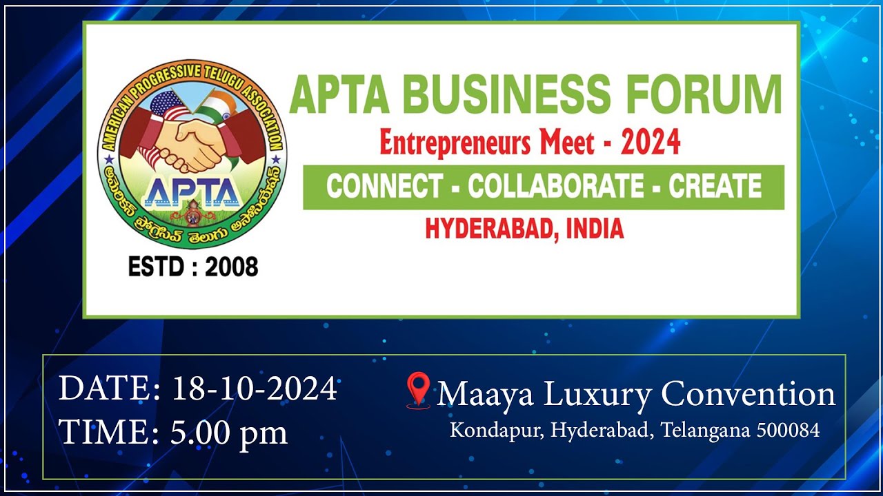 APTA BUSINESS FORUM MEET 2024 || Maaya Luxury Convention, Hyd || 18-10 ...